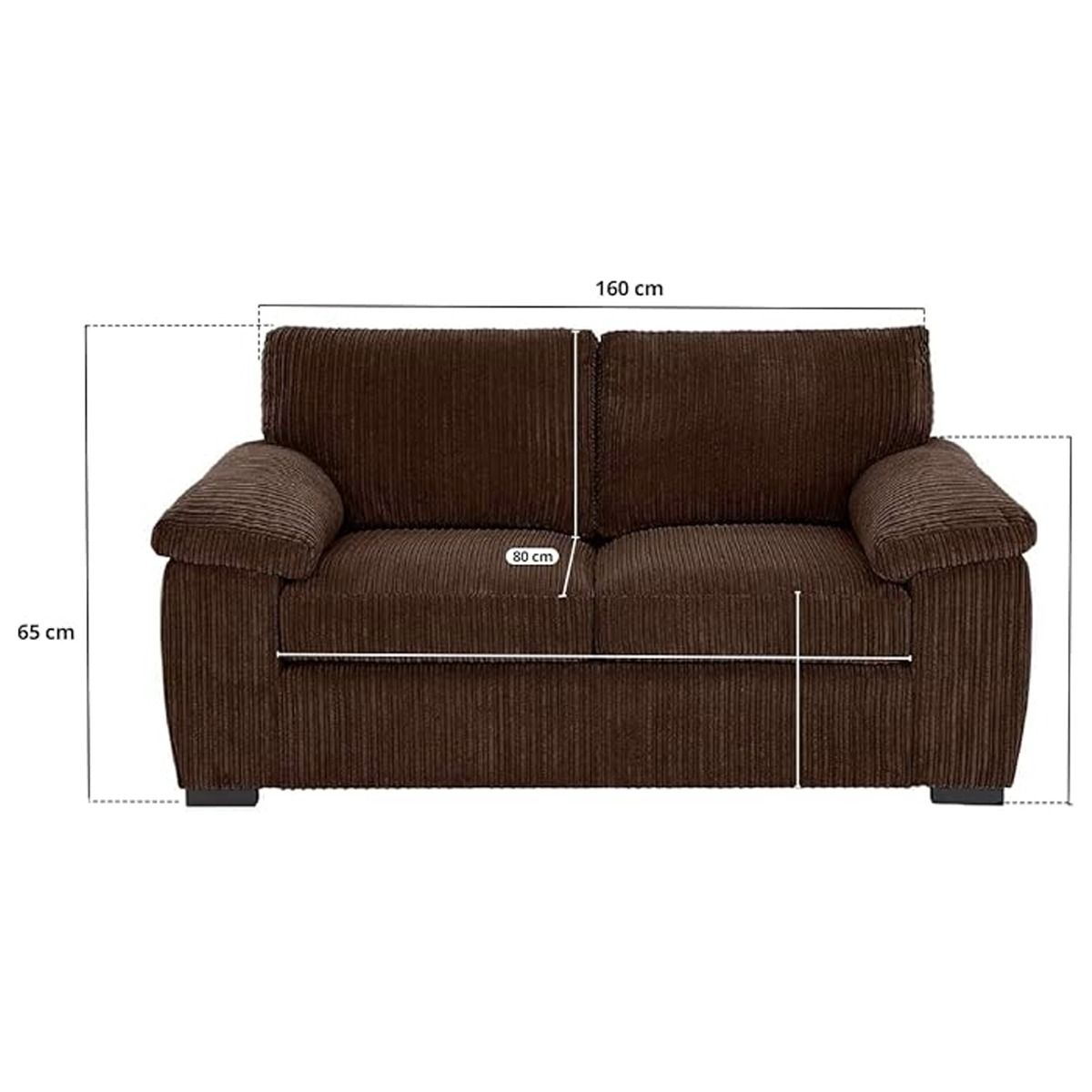 Sofa Set - CORDURA Full Back Jumbo Cord 3 Seater and 2 Seater Sofa Brown