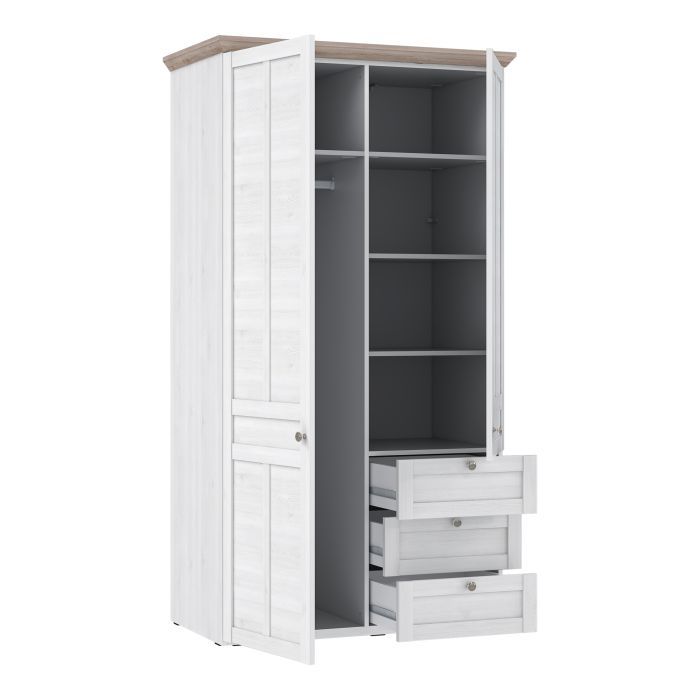Wardrobe - LAUNCESTON 2 Door Wardrobe Oak Nelson with Snowy Oak 105.3cm