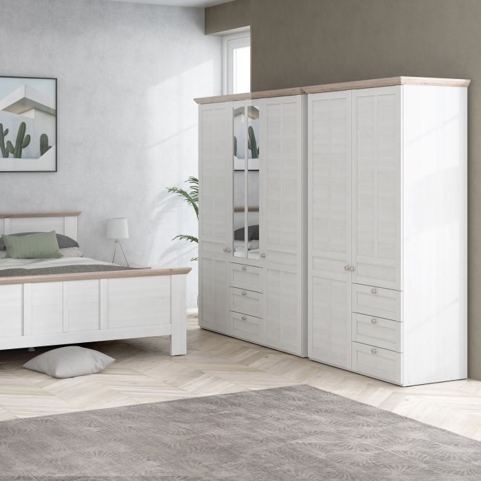 Wardrobe - LAUNCESTON 2 Door Wardrobe Oak Nelson with Snowy Oak 105.3cm