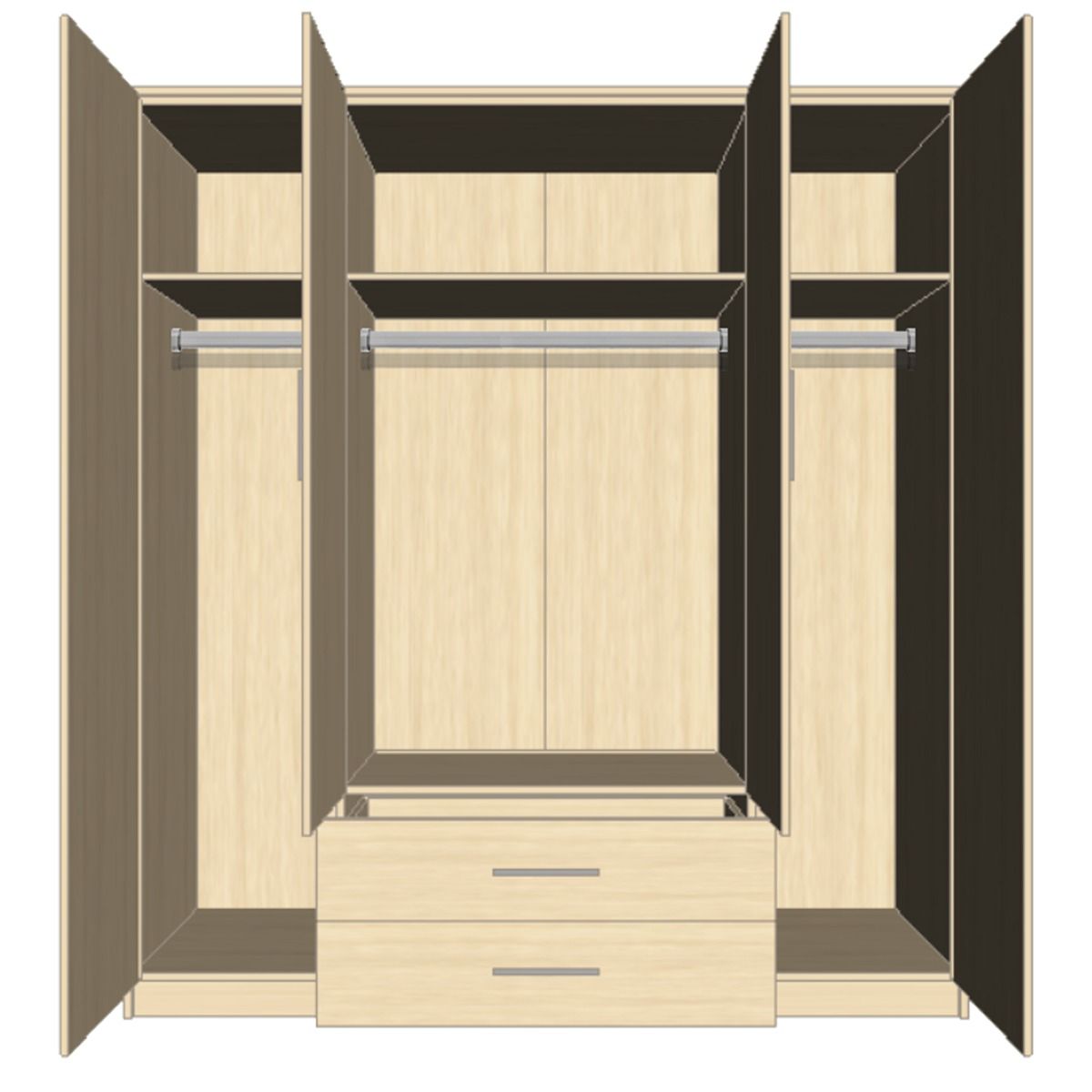 Wardrobe - WINSTEAD 4 Door Mirrored Wardrobe Matt White 180cm