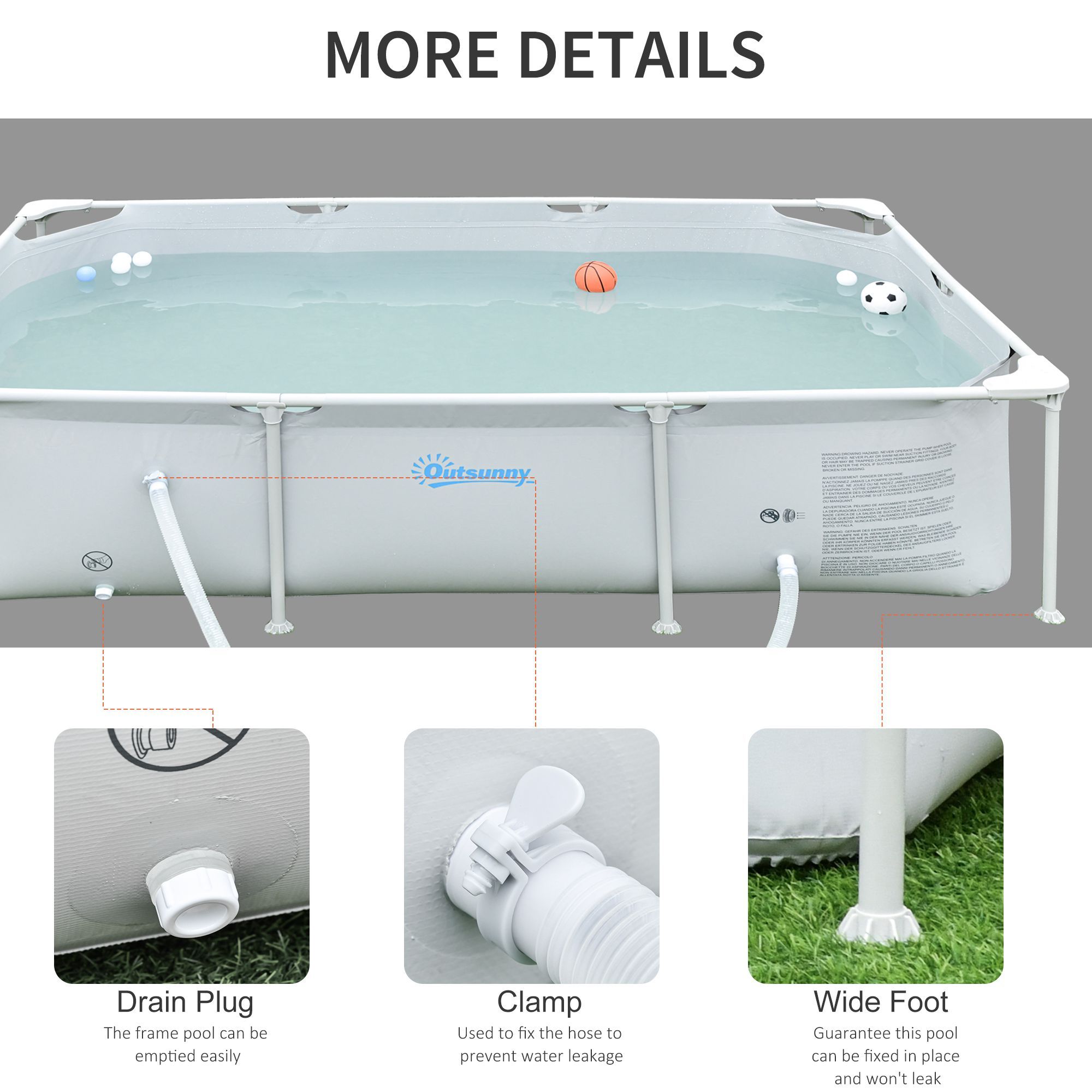 Steel Frame Pool with Filter Pump and Filter Cartridge Rust Resistant ...