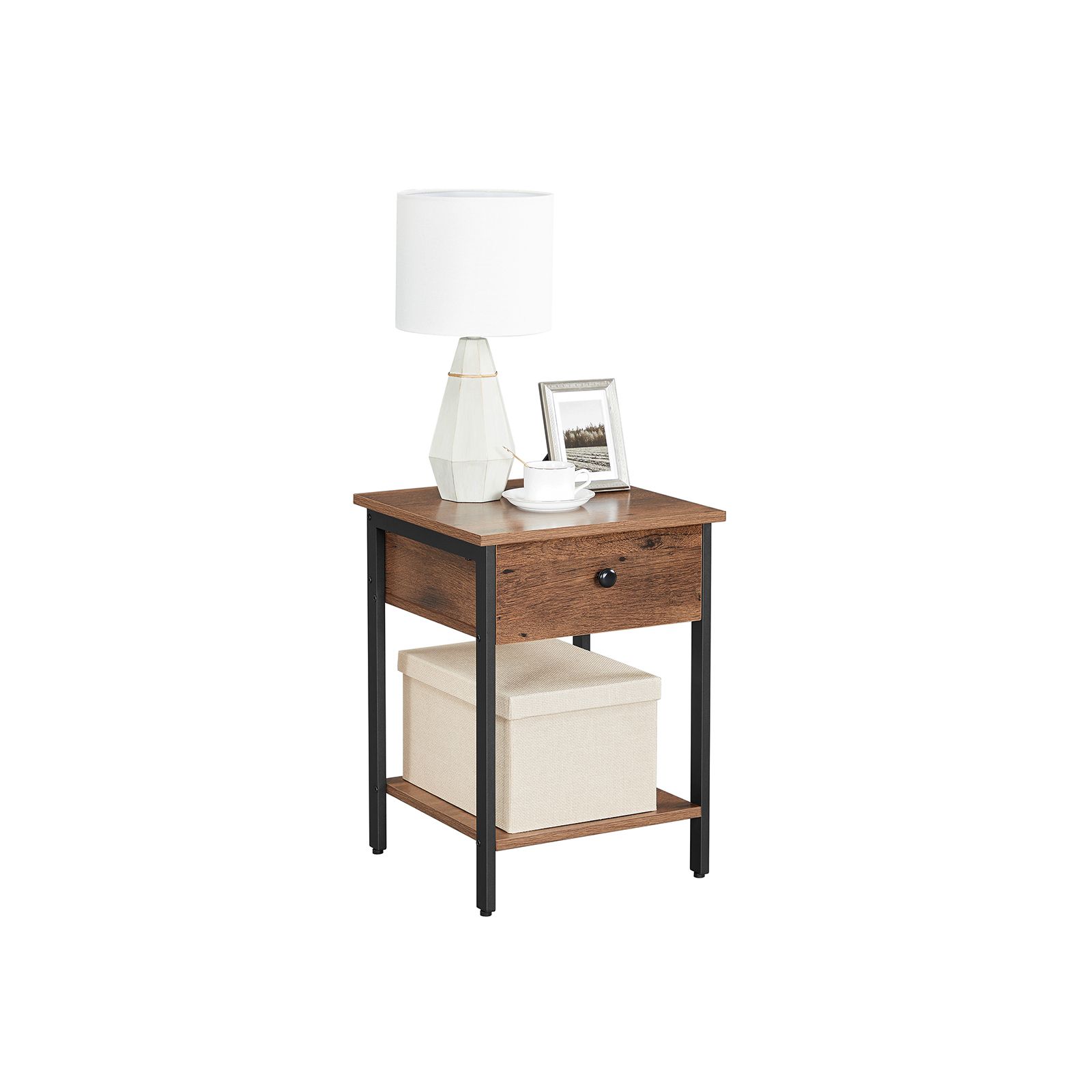 Bedside Table - HAZEL Nightstand Hazelnut Brown 40cm
