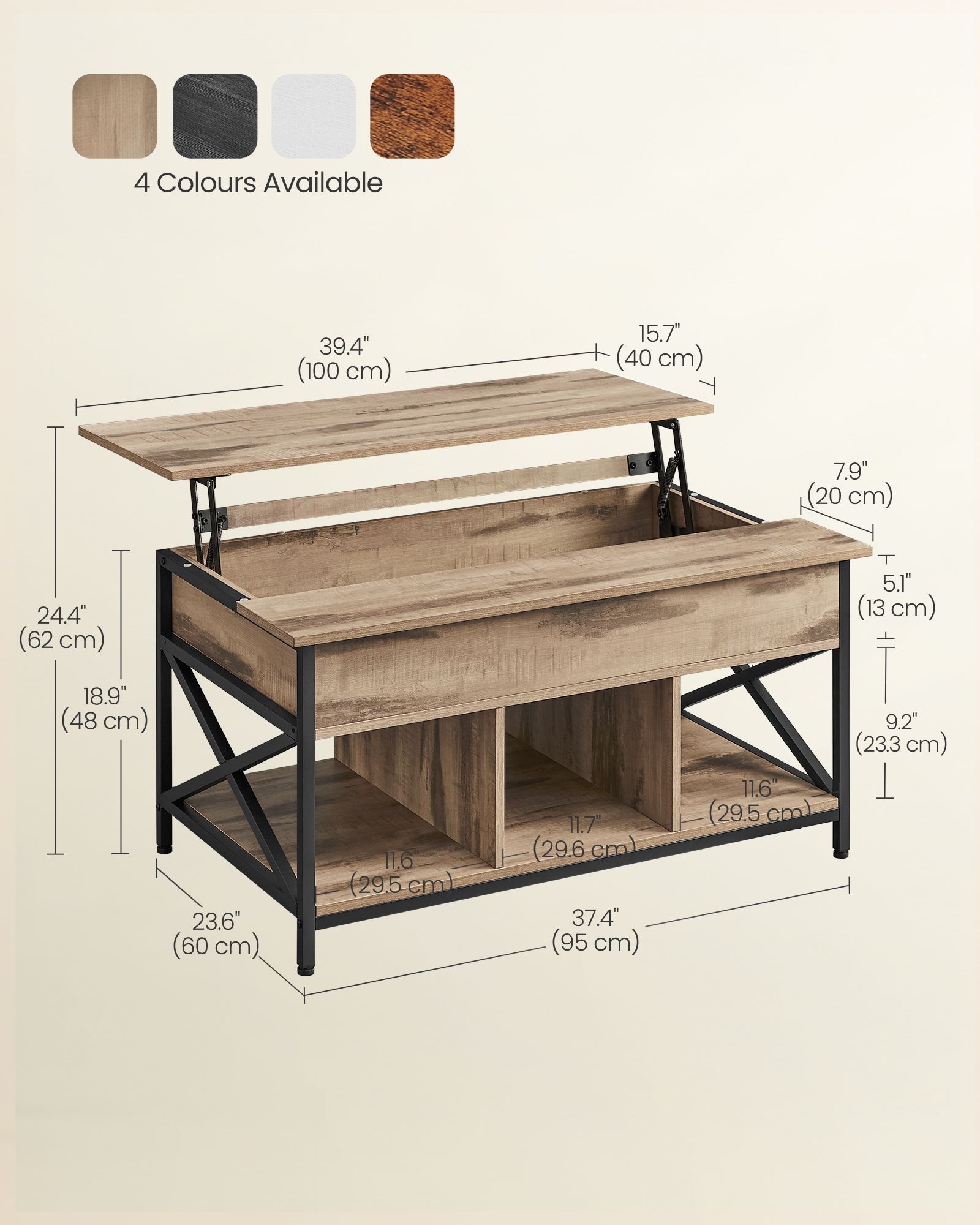 Coffee Table with Open and Hidden Storage