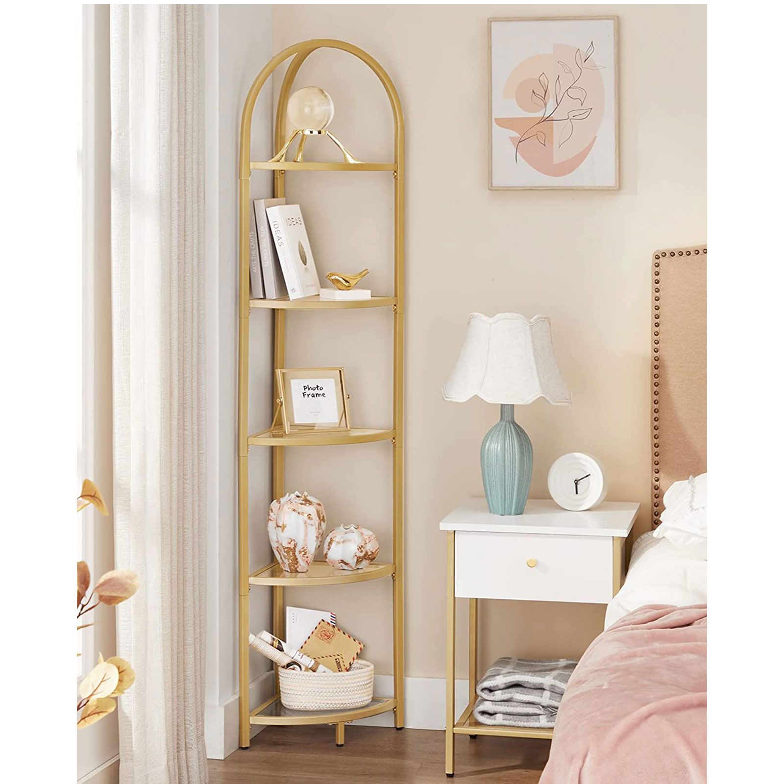 VASAGLE Golden 5 Tier Corner Shelf Unit