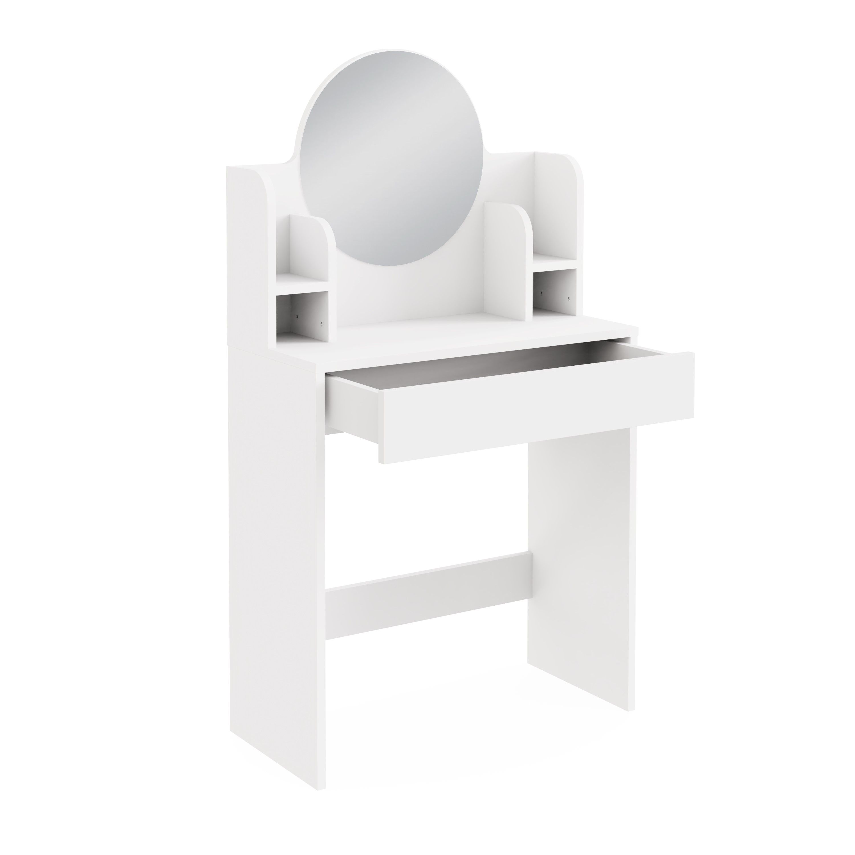 Dressing Table - JULIA Single Drawer Dresser with Mirror White 75cm