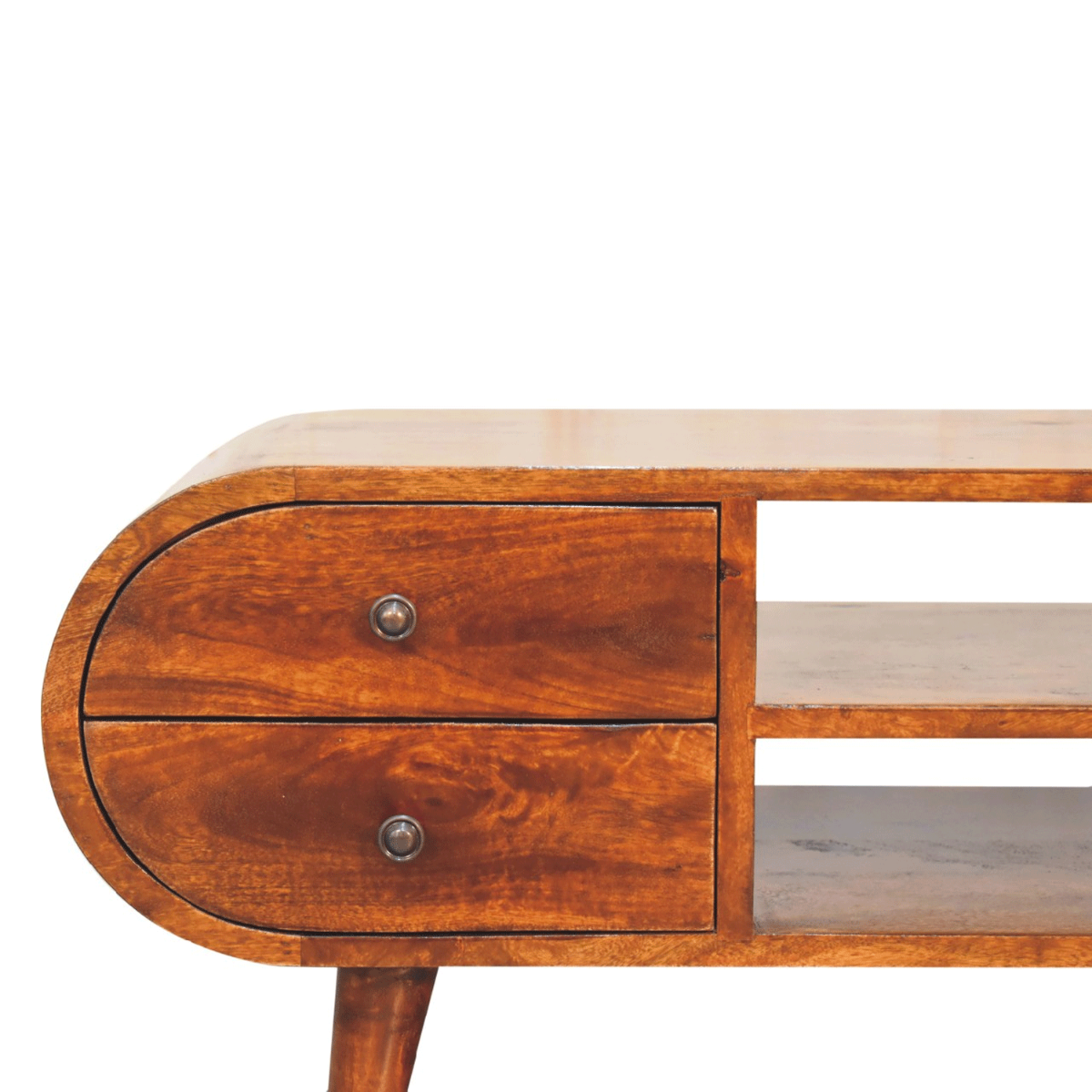 Bohemian Circular TV Unit with 2 Open Slots - Chestnut