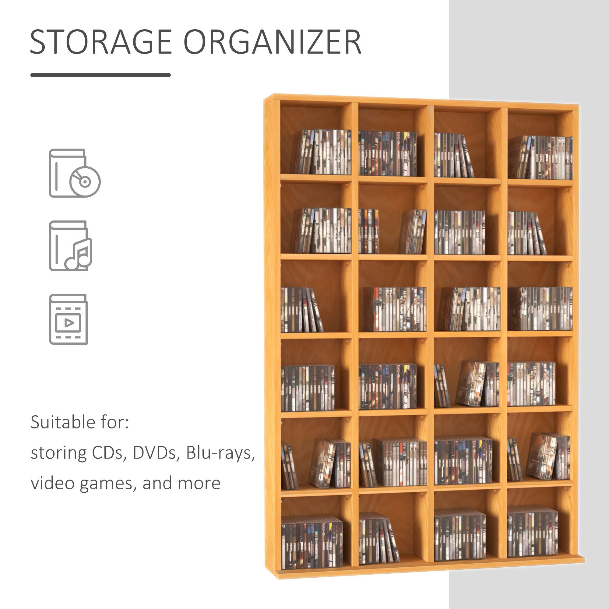 480 CD / 312 DVD Storage Shelf Rack Media Storage Unit Shelves Racks ...