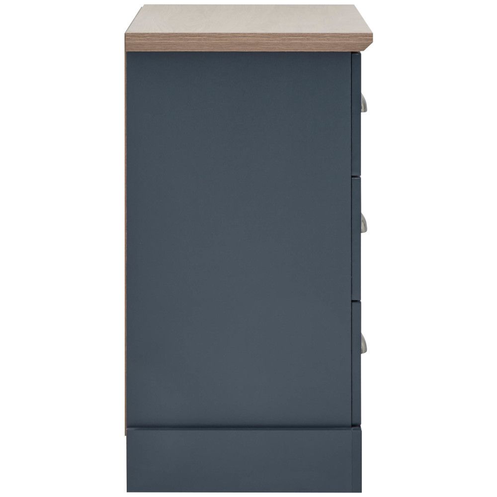 Bedside Table - CROMER 3 Drawer Nightstand Slate Blue 59cm