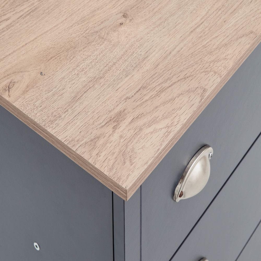 Bedside Table - CROMER 3 Drawer Nightstand Slate Blue 59cm