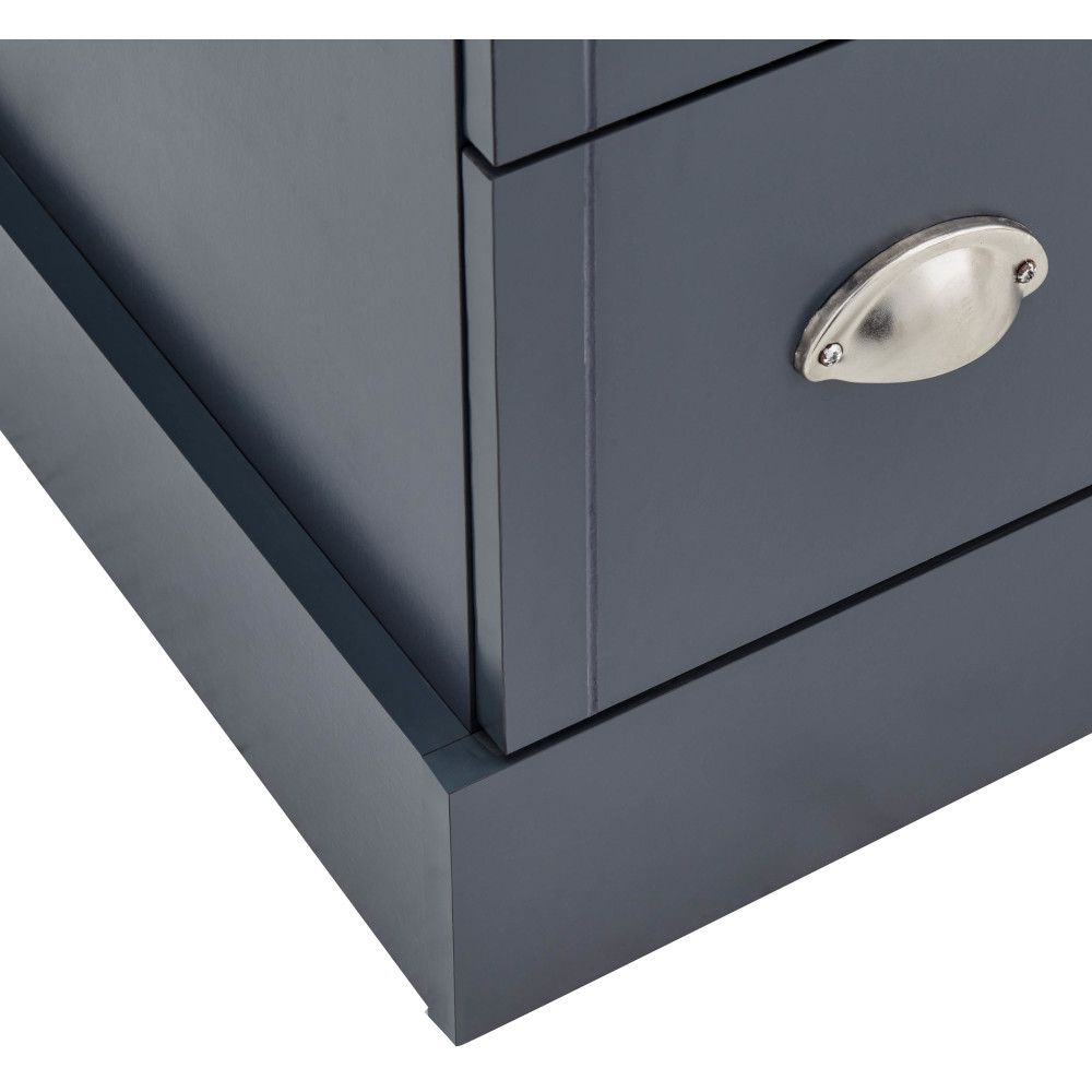 Bedside Table - CROMER 3 Drawer Nightstand Slate Blue 59cm