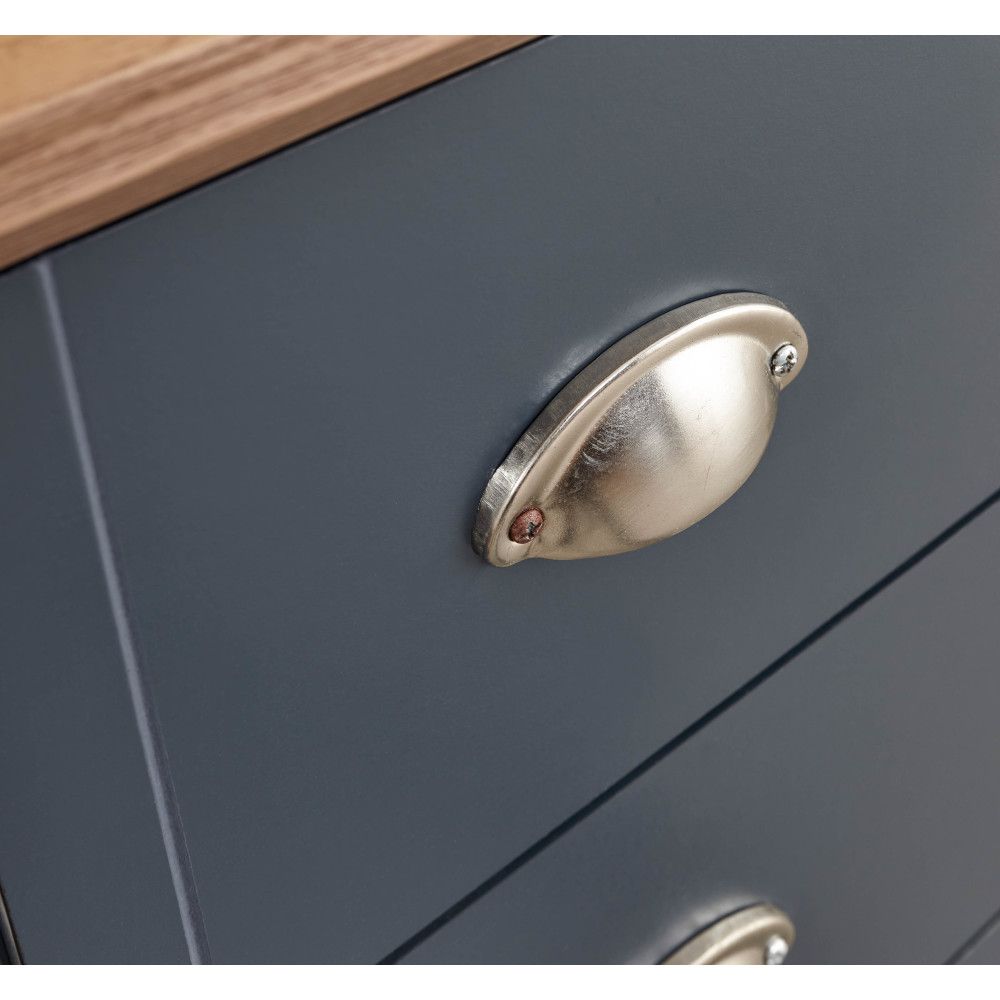 Bedside Table - CROMER 3 Drawer Nightstand Slate Blue 59cm