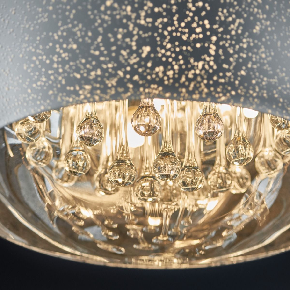 Moloke Chrome Plated Glass Pendant Light - Clear Droplets