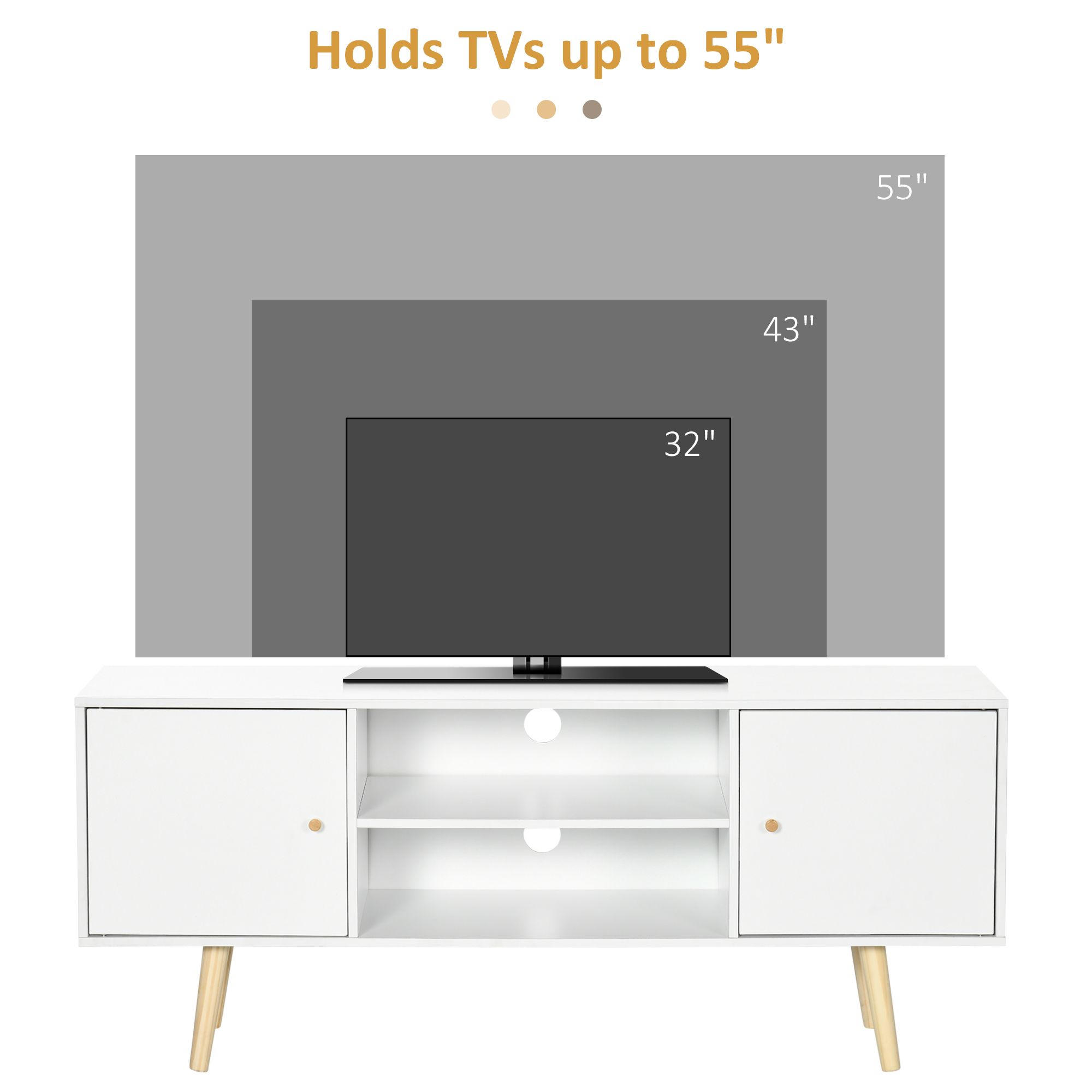 TV Unit Cabinet for TVs up to 55 Inches, TV Stand with Storage Shelves ...