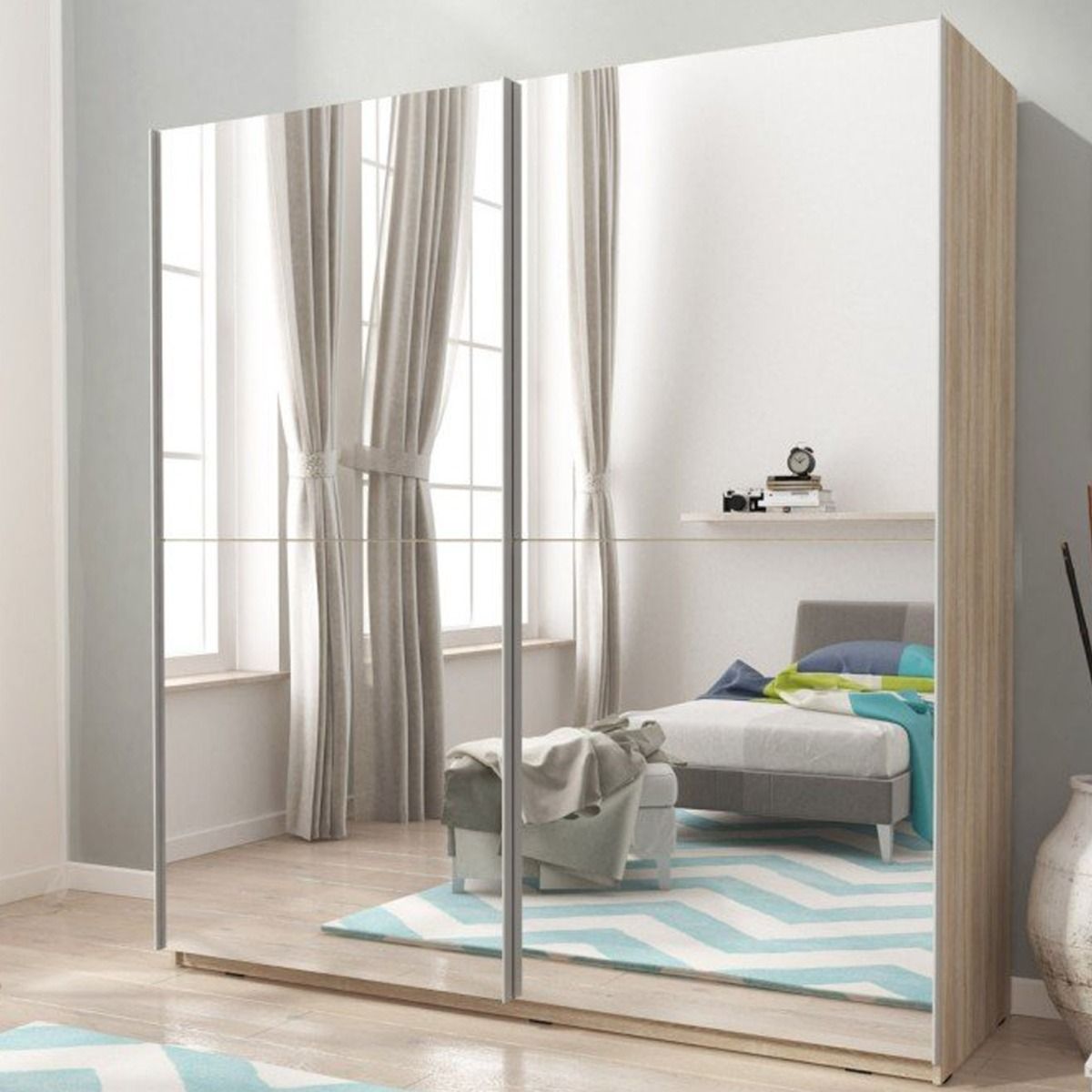 Micah 03 Sliding Door Wardrobe 200cm - Oak Sonoma