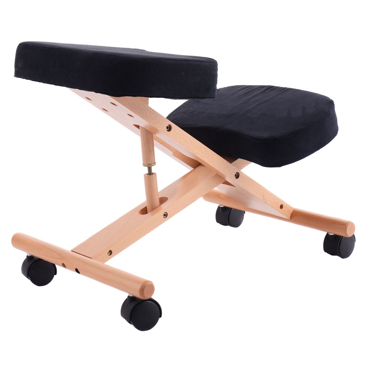 Wooden Orthopaedic Kneeling Stool Ergonomic Posture Frame Seat-Black
