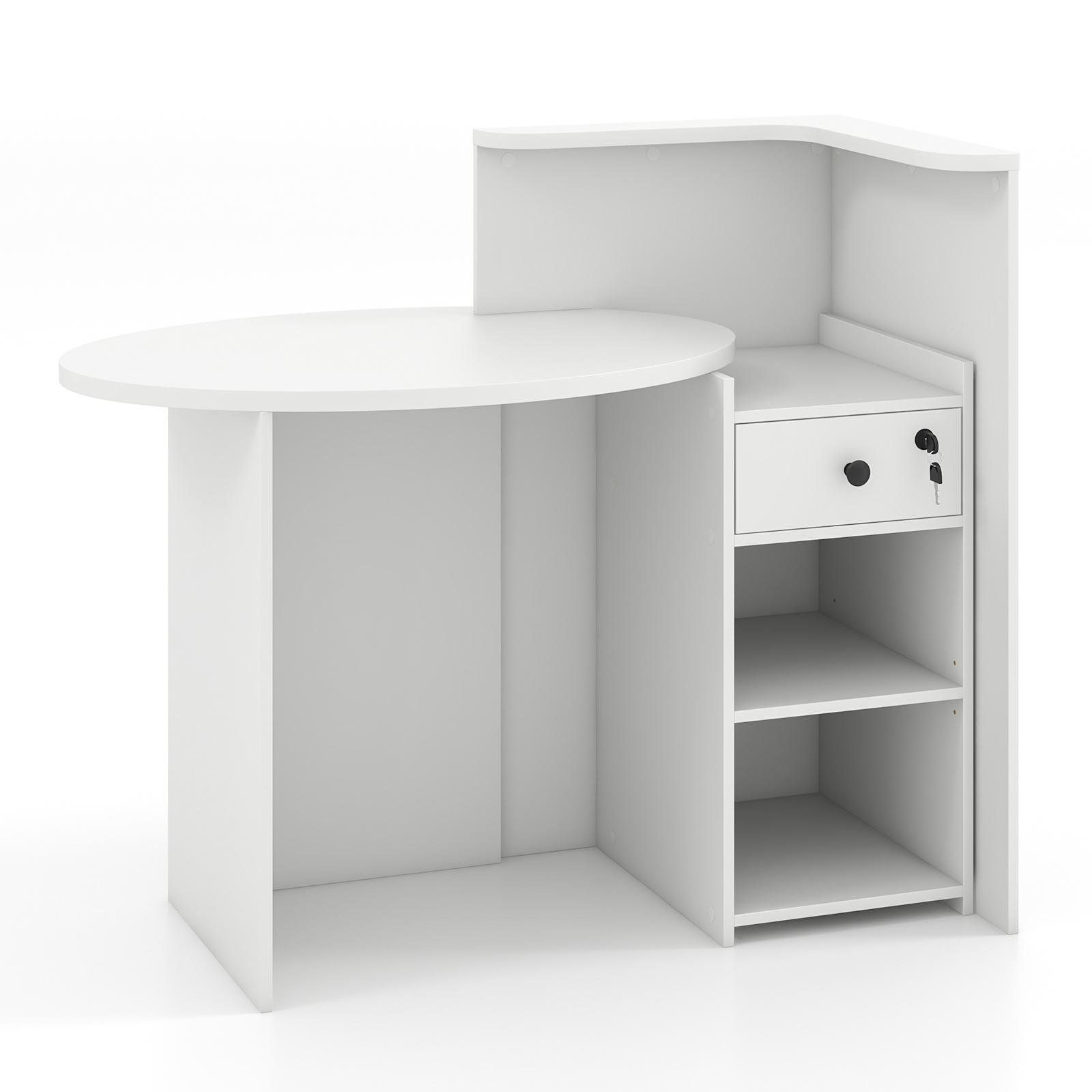 RIRI Reception Desk with Lockable Drawer and Adjustable Shelf for ...