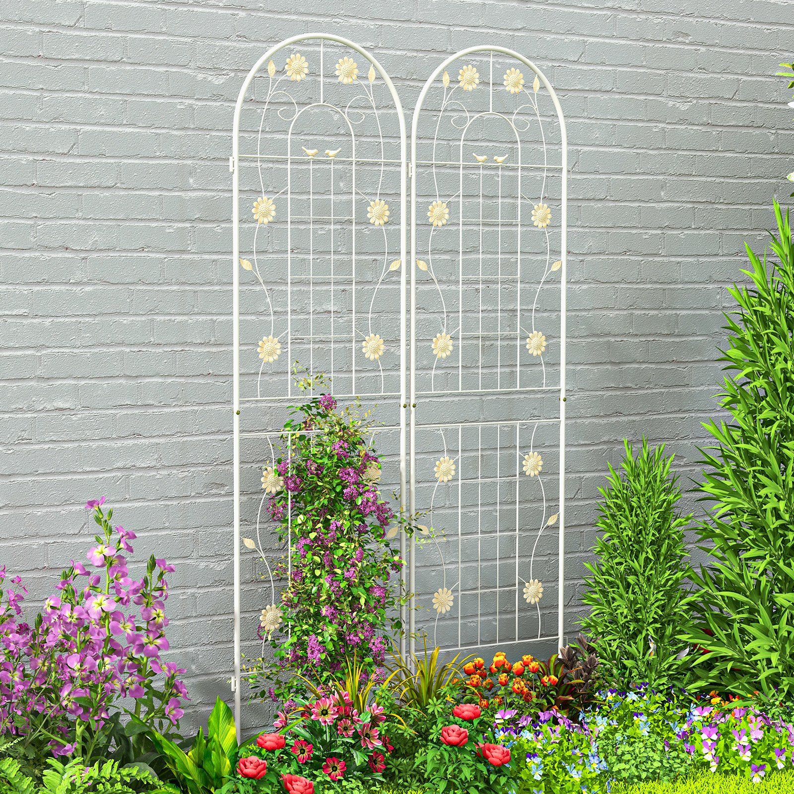 Garden Trellis - 2/4 Pack Metal Garden Trellis 180 cm x 50 cm Wire ...