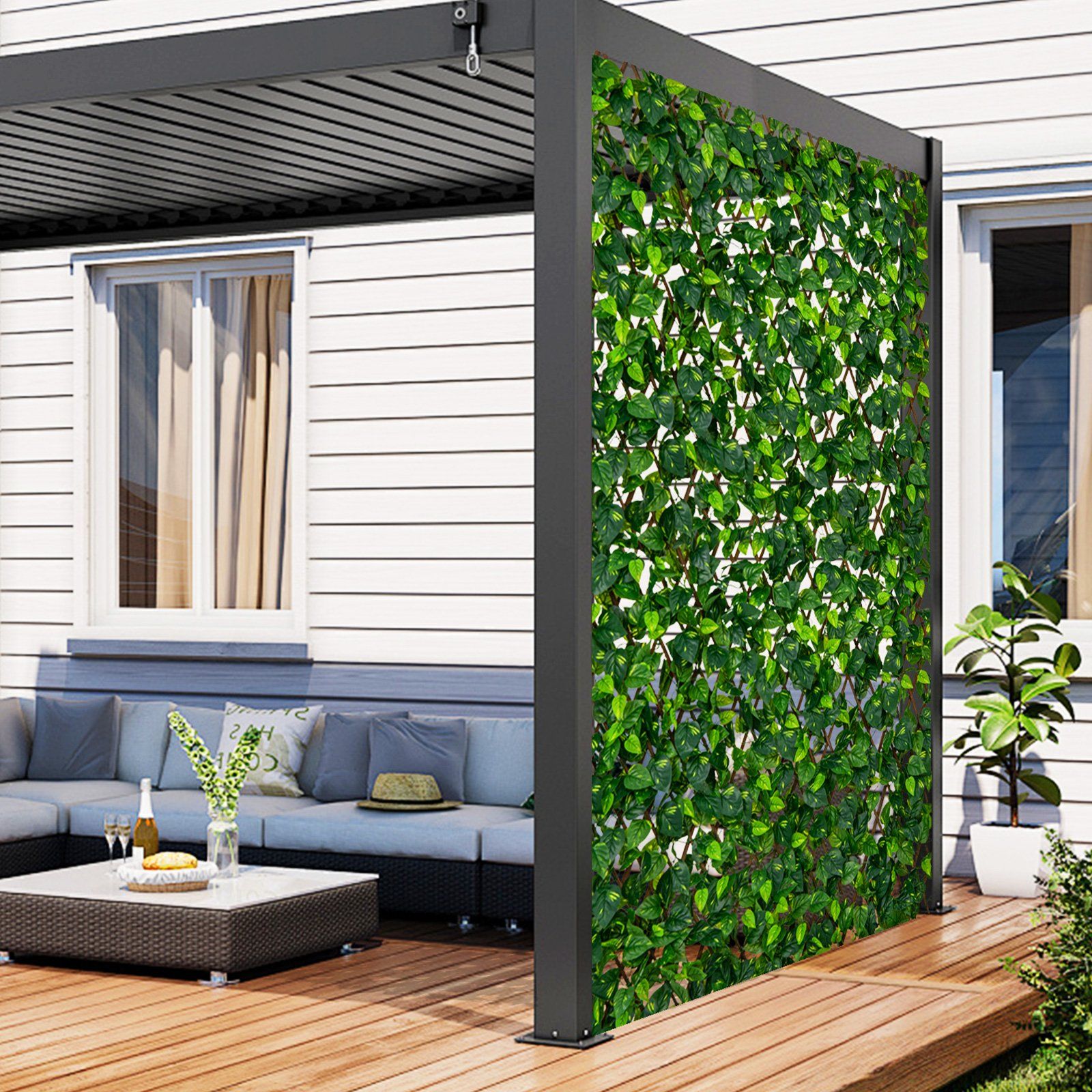 Fence Panel - Expandable Fence Privacy Screen with Real Willow Frame
