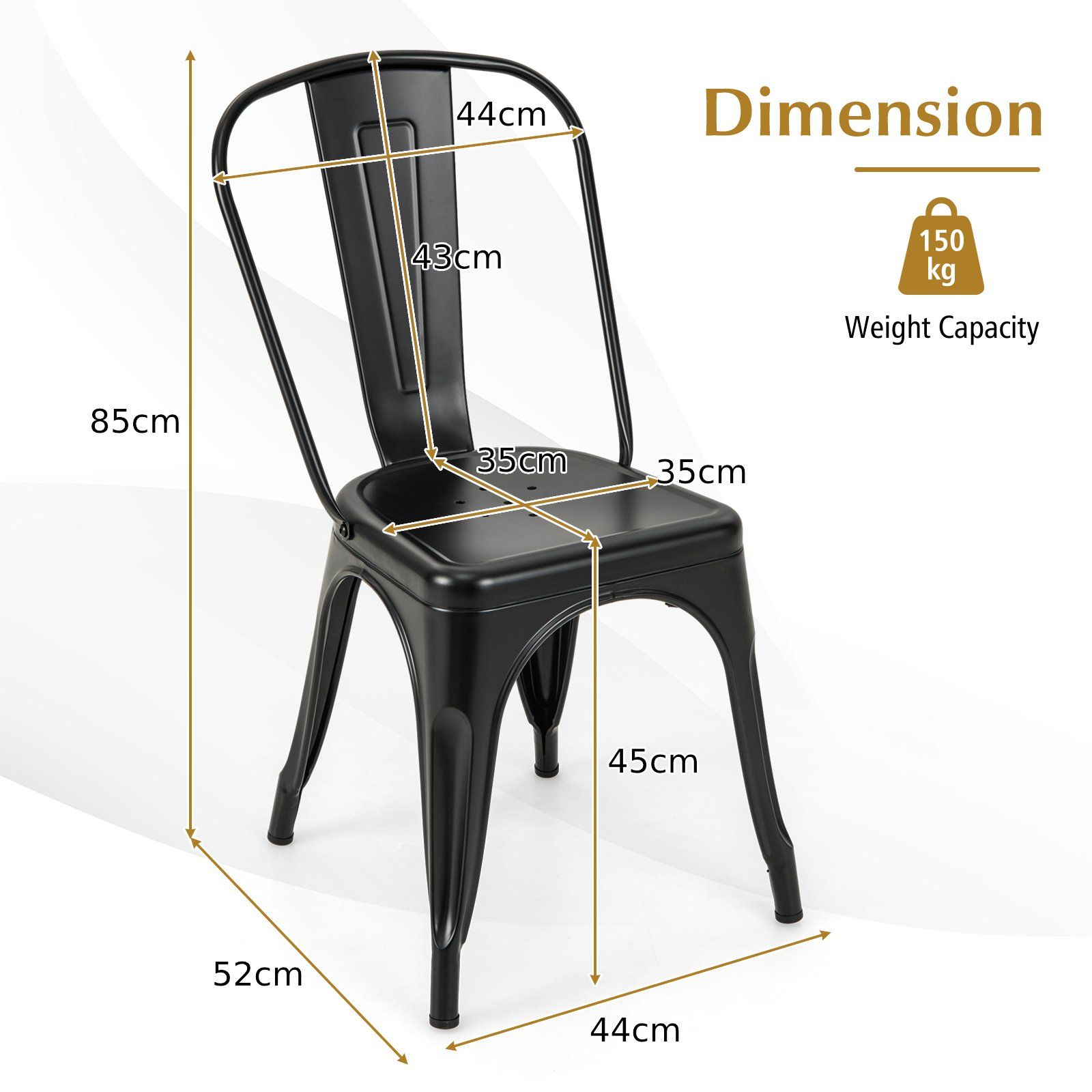 Bar Stool - Metal High Back Bar Stools 45cm with Removable Backrest ...