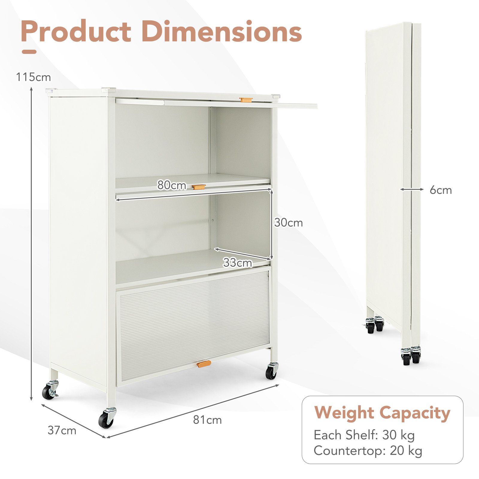 Kitchen Cabinet - 4-Tier Kitchen Bakers Rack with Flip Doors on ...