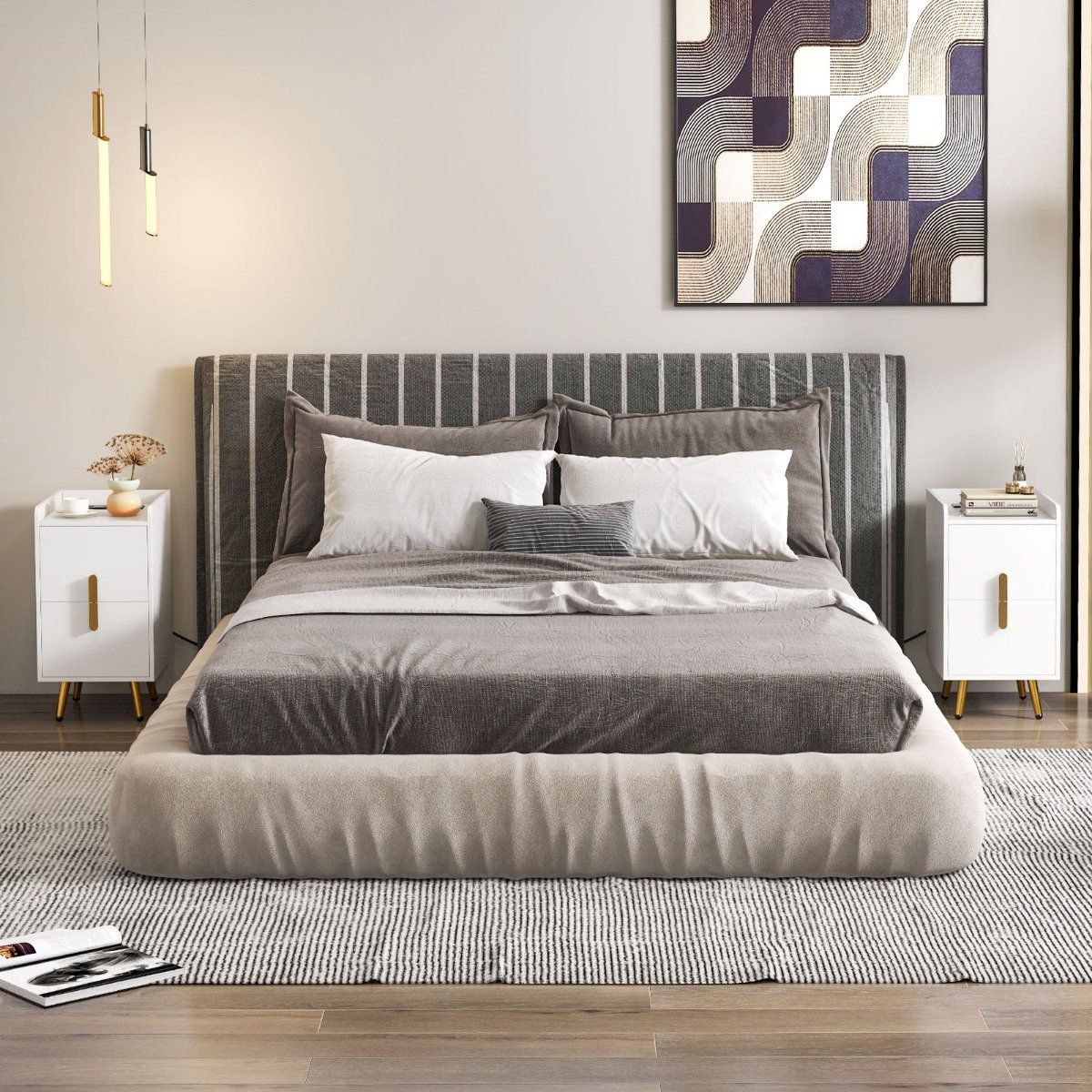 Bedside Table - EDINBURGH Nightstand White 40cm