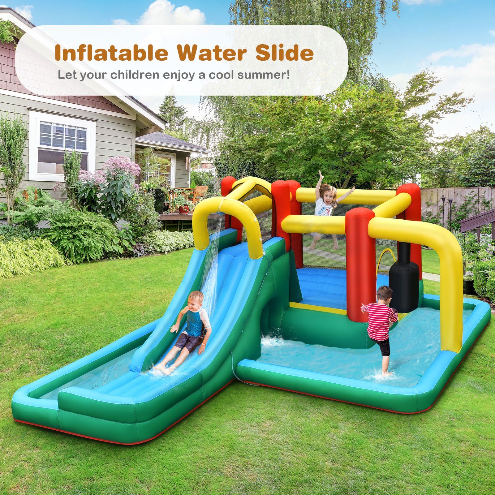 Bounce Castle - Inflatable Water Slide Kids Jumping Bounce House with ...