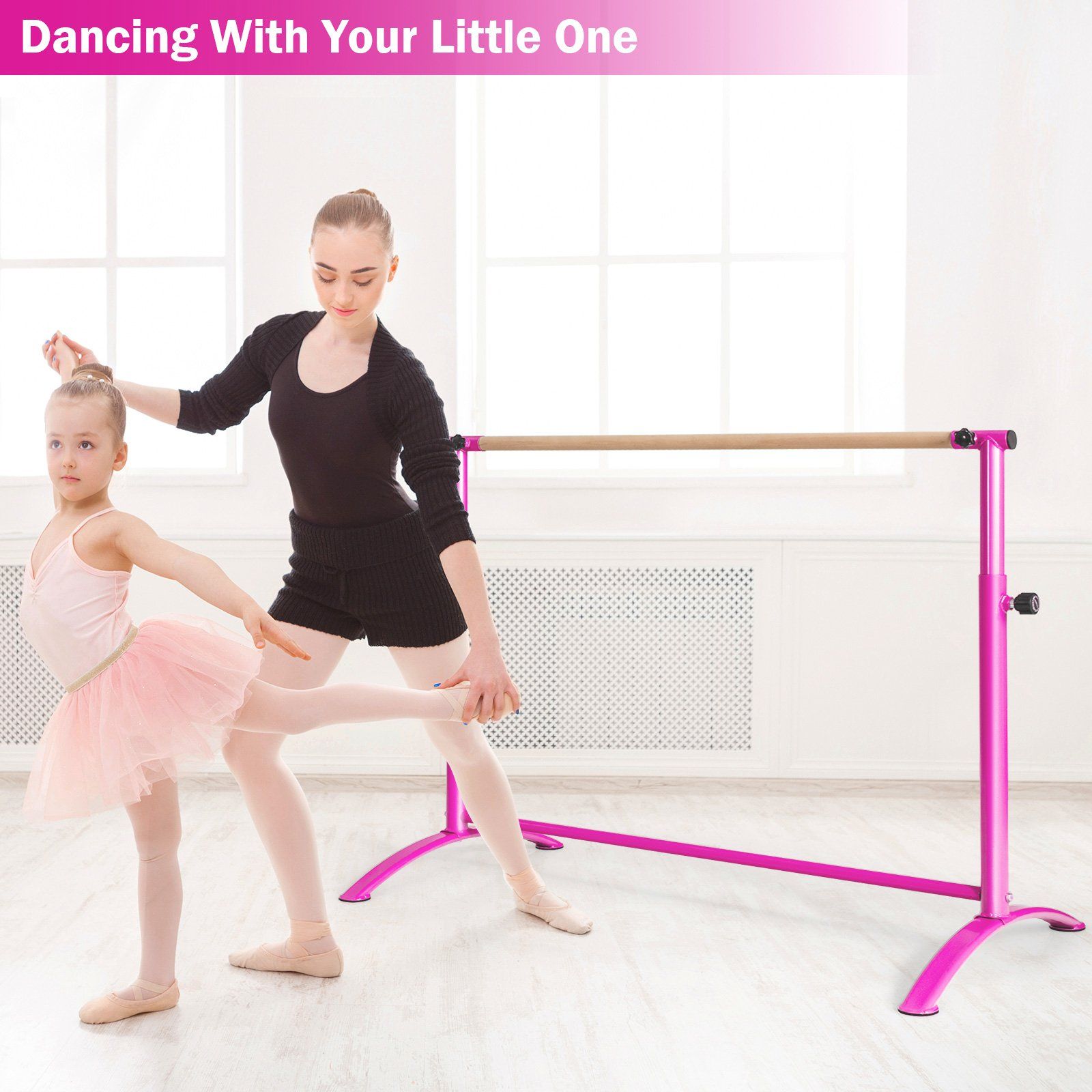 Gymnastics Bar - 130CM Freestanding Ballet Barre Bar with 4-Position ...