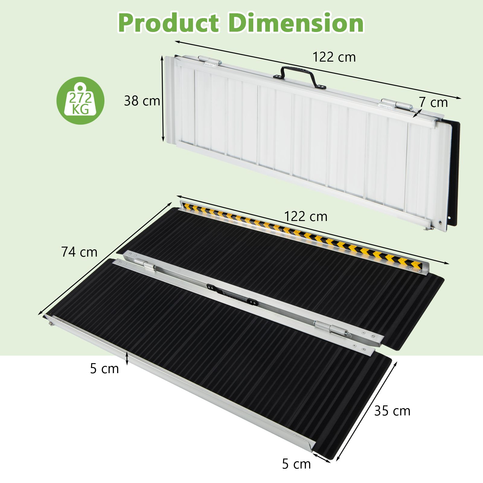 Portable Aluminum Wheelchair Ramp with Transition Plate-4FT