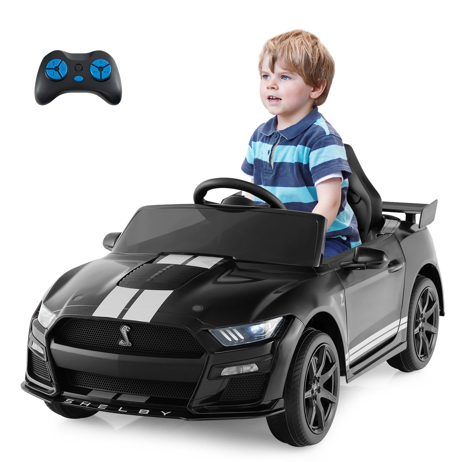 Kids Electric Car - 12V Kids Ride on Car Electric Licensed Ford Mustang ...