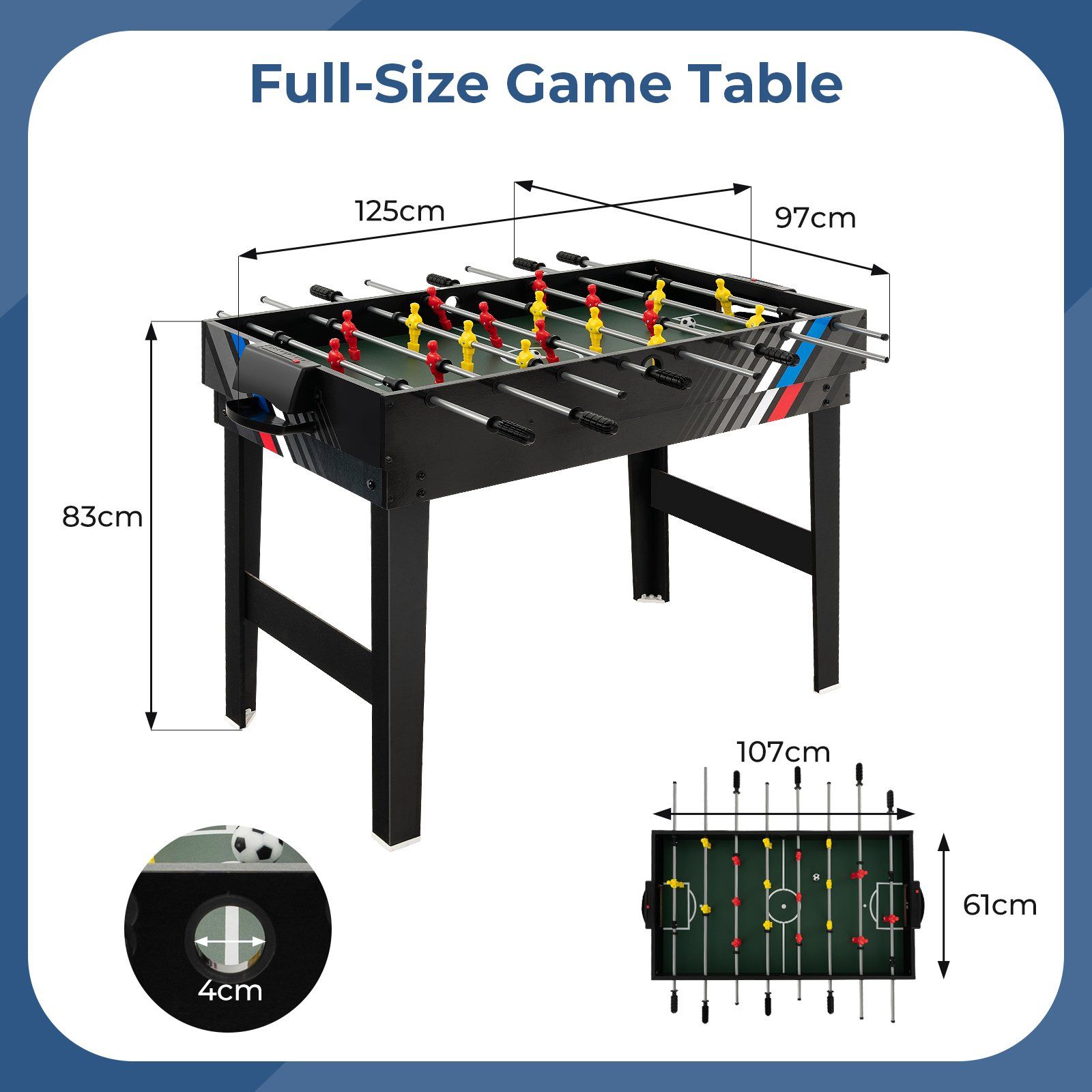 Foosball Table - 125 cm Combination Multi-Game Table