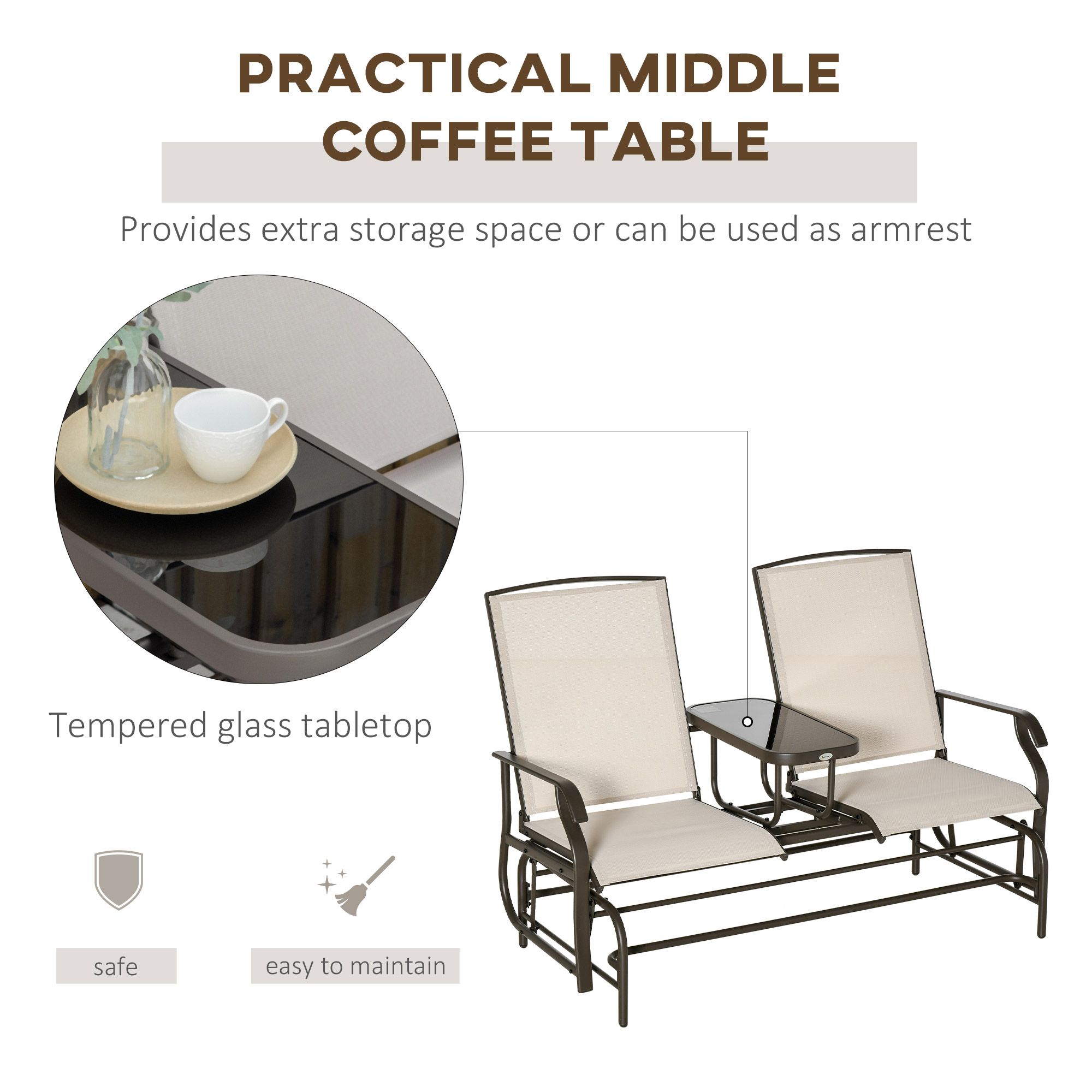 Metal Double Swing Chair Glider Rocking Chair Seat Outdoor Seater ...