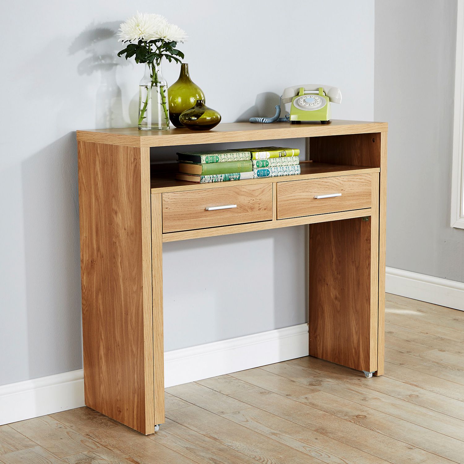 Regis Extending Console Table Oak