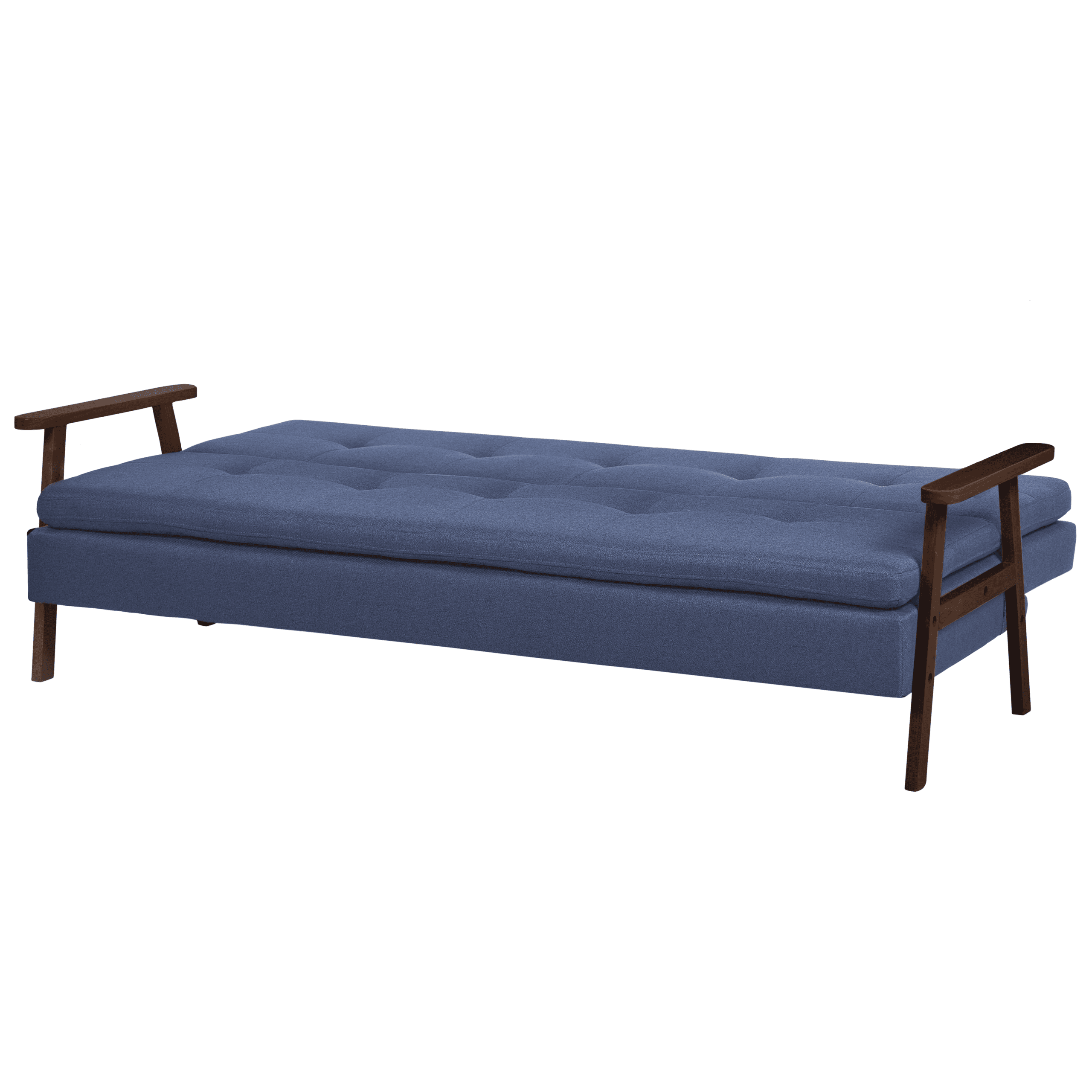 3 Seater Sofabed - TORJAN Fabric Blue with Dark Wood