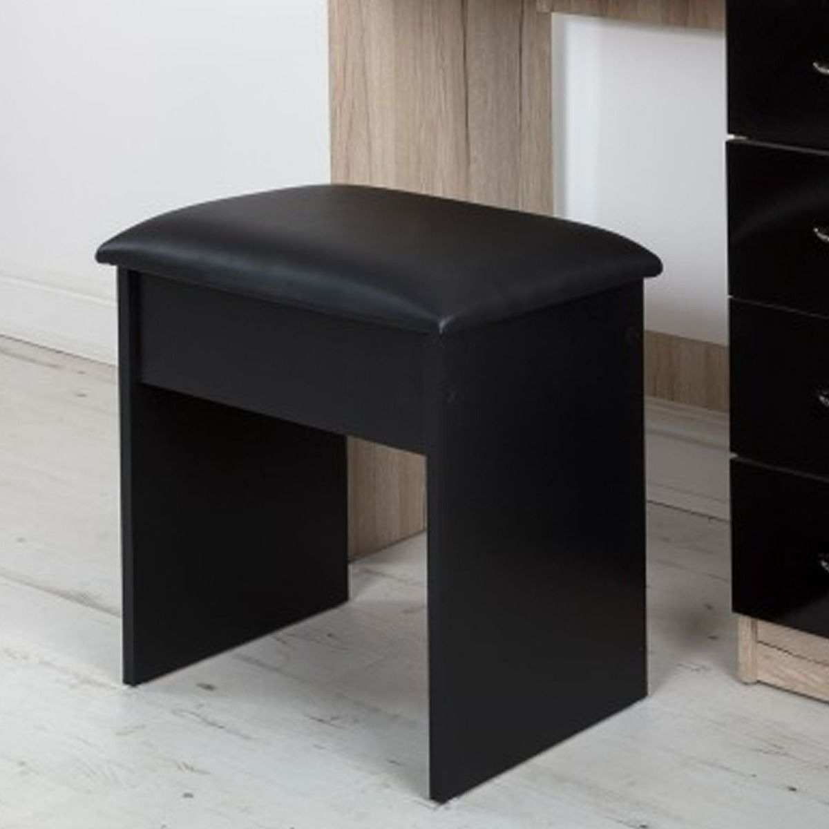 Alpha Gloss Dressing Table Stool - Black Gloss