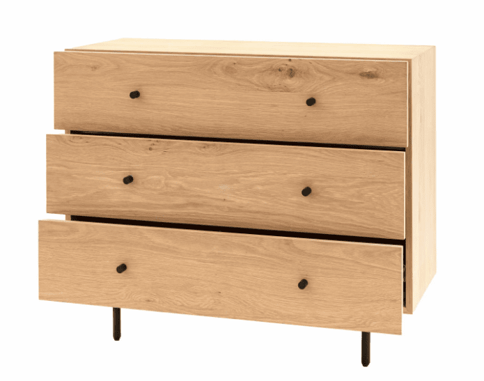 Natural Finish Chest of Drawers - ANGUS Medium Chest, 3 Drawers