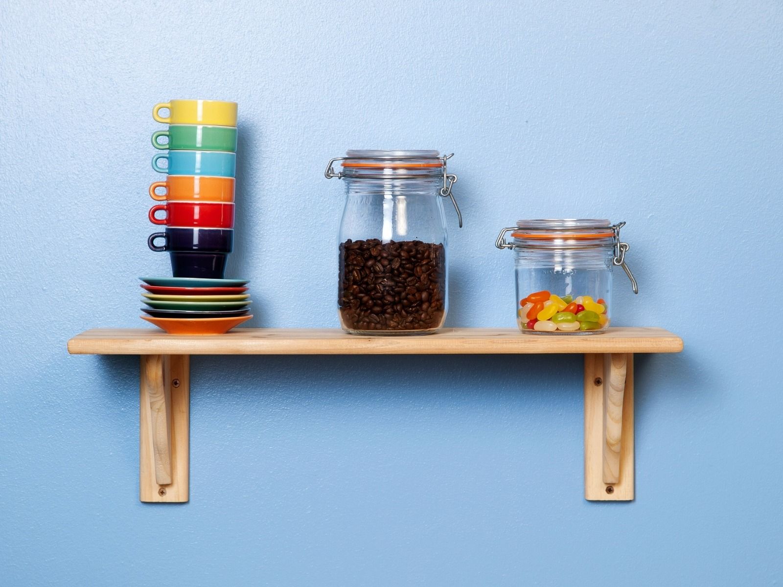 Natural Wood Floating Display Shelf Kit - 89cm