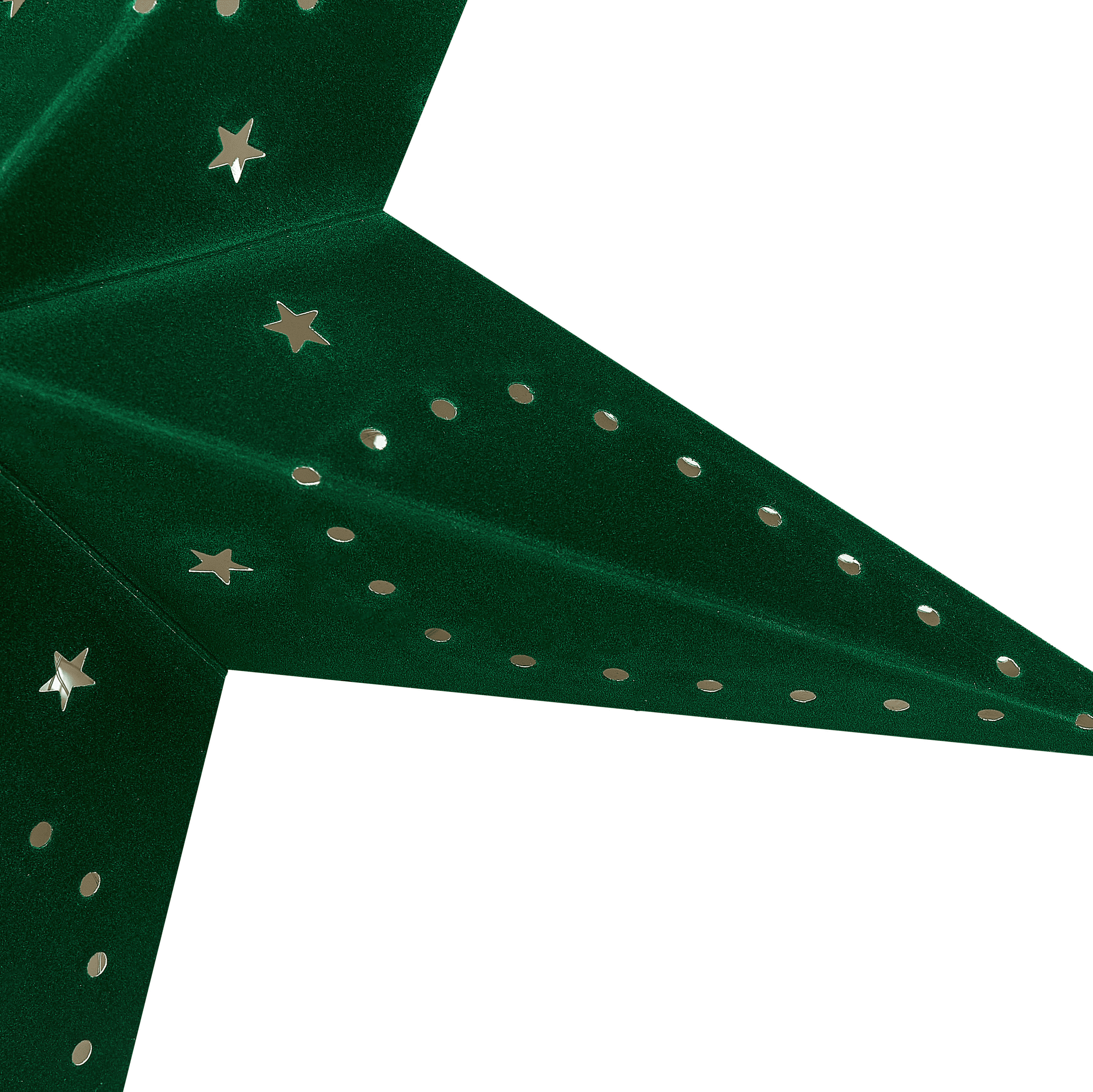 Set of 2 LED Hanging Velvet Paper Stars 60 cm Green MOTTI