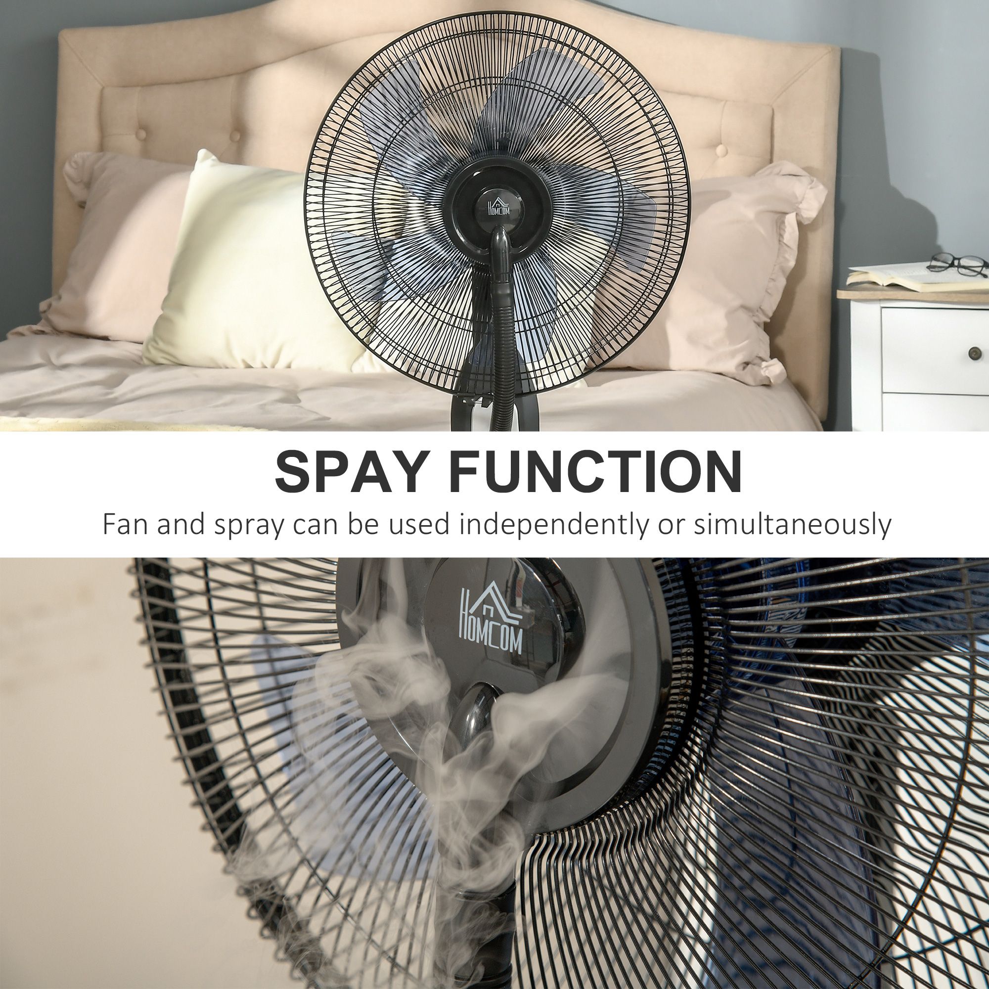 Pedestal Fan with Water Mist Spray, Standing Fan, Humidifying Misting ...