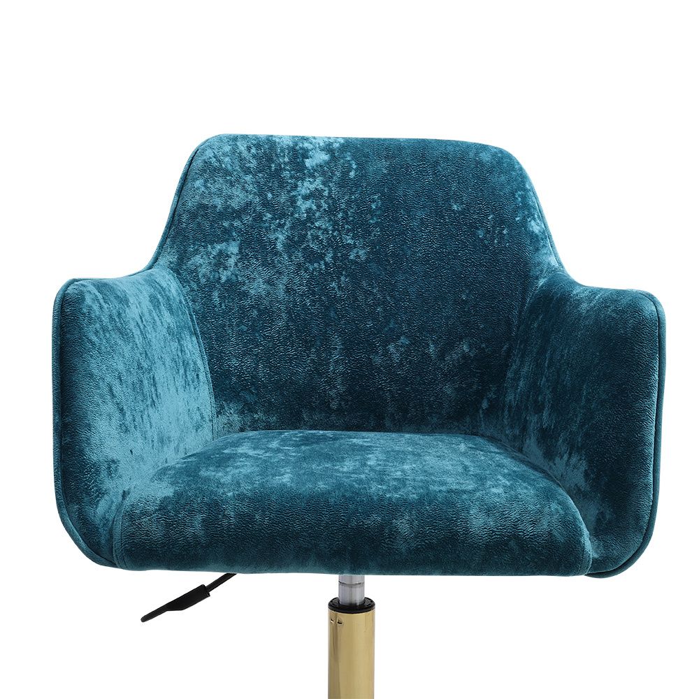 Velvet Mint Green Swivel Office Chair with Flared Arms