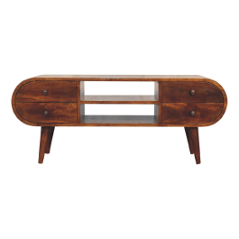 Bohemian Circular TV Unit with 2 Open Slots - Chestnut