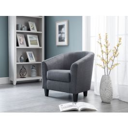 Hugo Slate Grey Linen Tub Chair