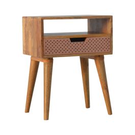 Perforated Copper Bedside Table with Open Slot
