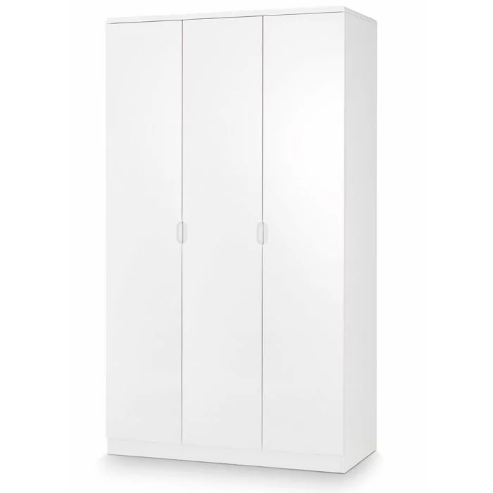 Wardrobe - MANHATTAN 3 Door Wardrobe White High Gloss 111cm