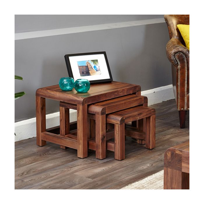 Premium Walnut Nest of Three Coffee Tables