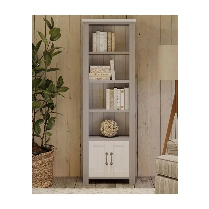 Ronald Grey Range Narrow Bookcase with 2 Doors and 4 Shelves