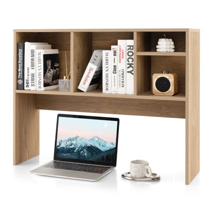 Bookcase - Computer Desktop Bookcase with 4 Cubbies and Open Back ...