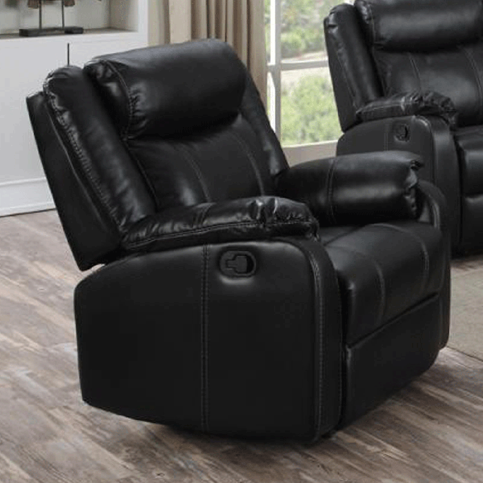 Hirwaun Luxurious Recliner 1-Seater Leatherlux and PU Collection in Gun ...
